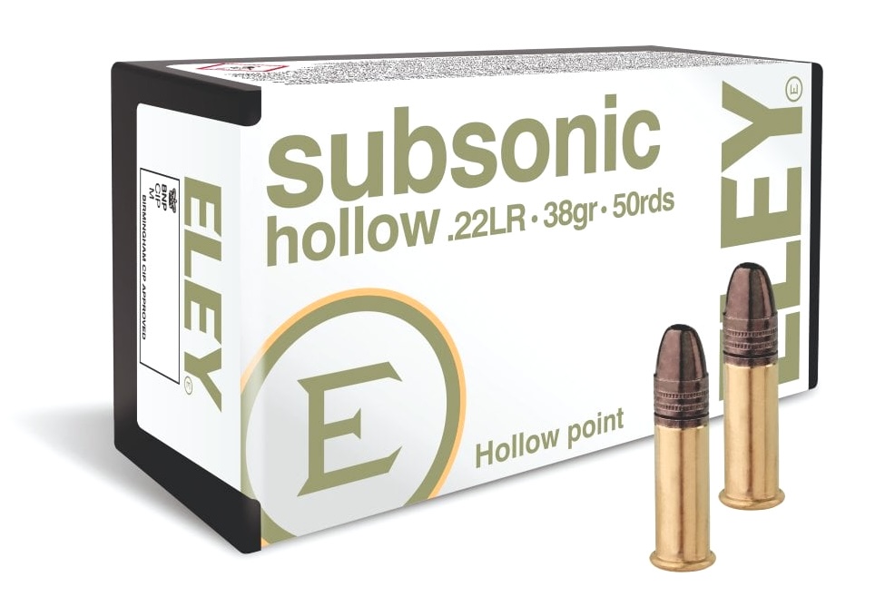 Eley Subsonic Ammo, 22LR 38 Grain Hollow Point, 50 Rounds