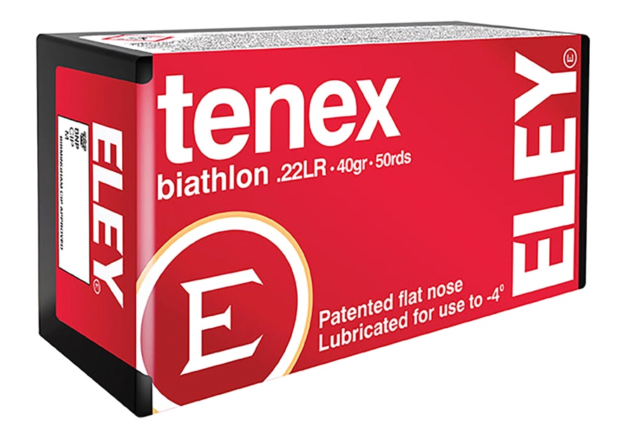Eley Tenex Biathlon Ammo, 22LR 40 Grain Flat Nose, 50 Rounds